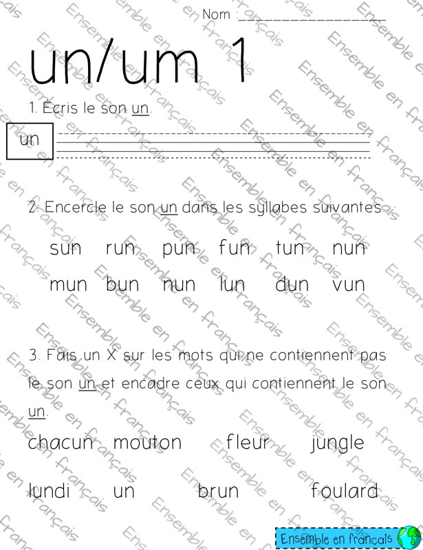 Les sons – Ensemble en Français