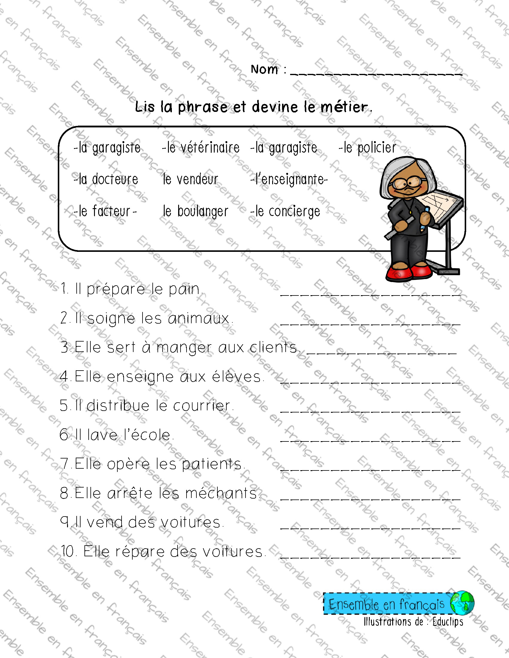 18. Métiers – Page 3 – Ensemble en Français
