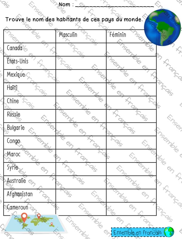 28. Pays – Ensemble en Français