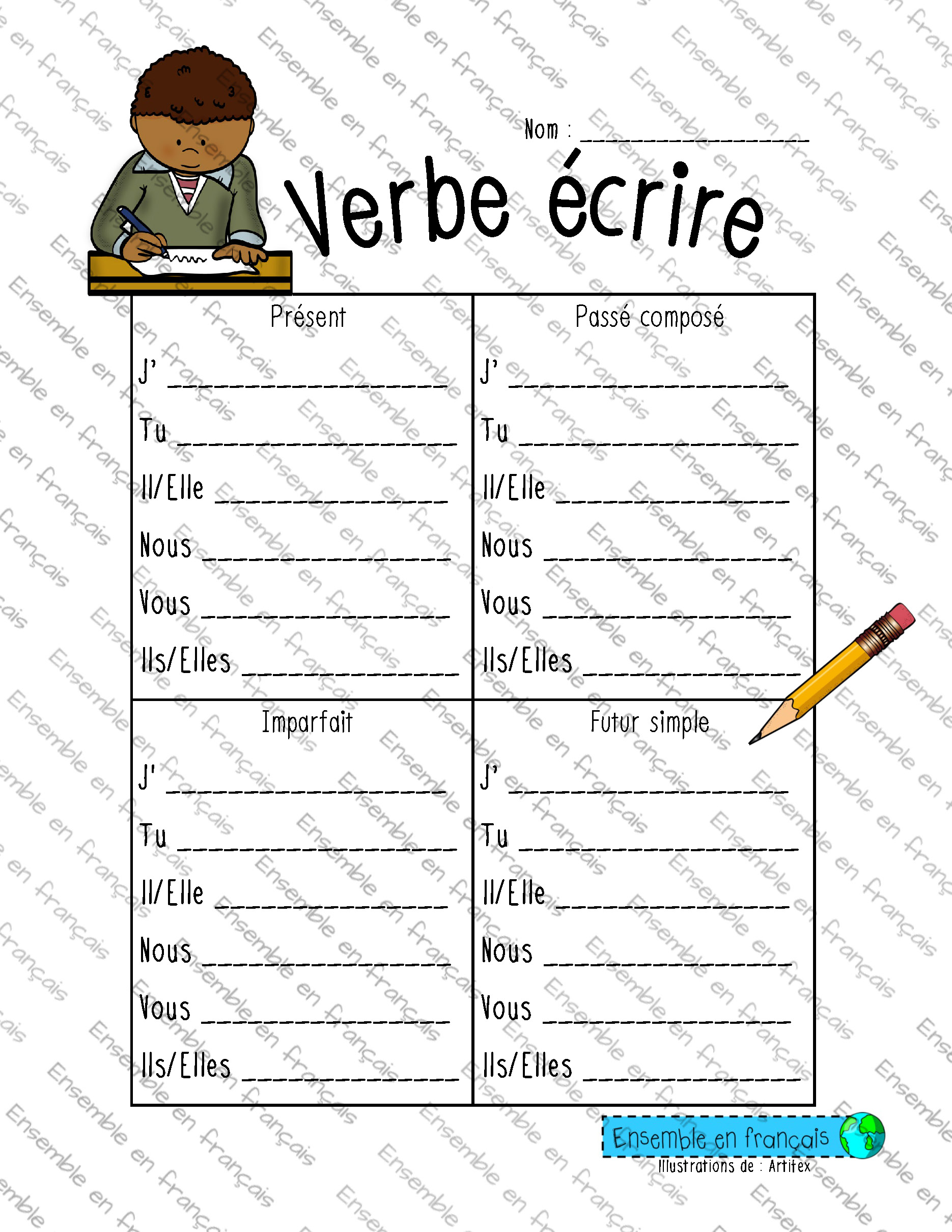Dictée et verbe – Page 3 – Ensemble en Français